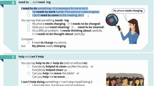 57. Infinitives: try, need, help