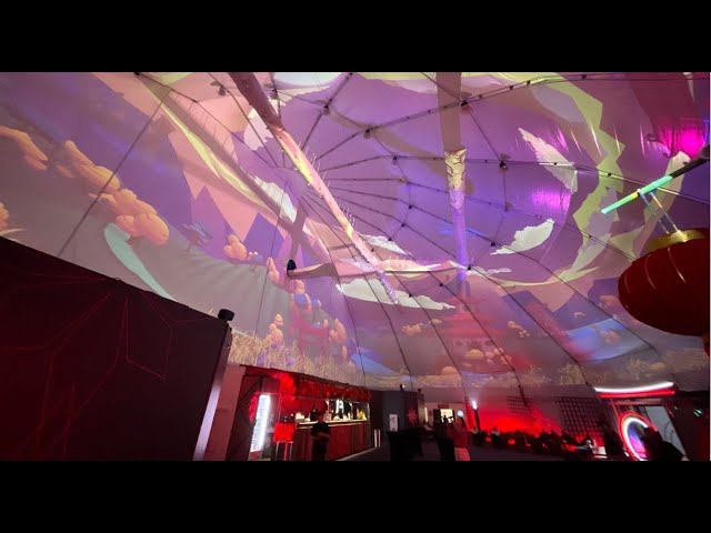 Панорамная проекция 360°. RED Arena. Проекция на поверхность купола. Сочи, курорт Красная Поляна.