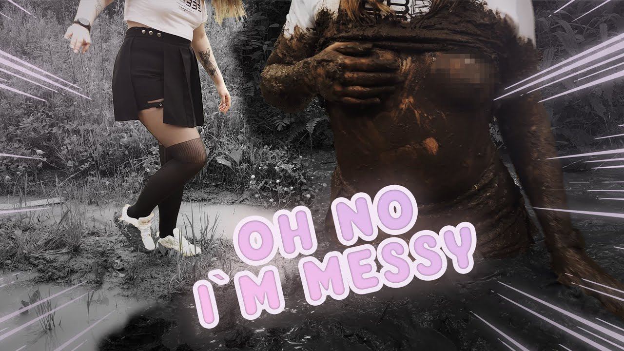 💖 ДЕВОЧКА В КРОССОВКАХ КОЛГОТКАХ И ЮБОЧКЕ ХОДИТ ПО ГРЯЗИ Girl White Shoes n Skirt Pantyhose in MUD