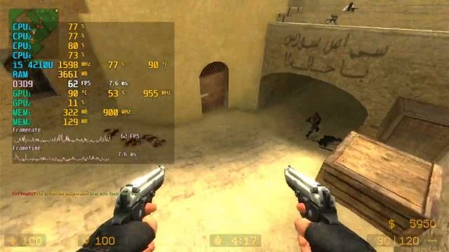 Counter-Strike_ Source i5 4210U NVIDIA GeForce 820M 6GB DDR3 1600 BGA 1168 1600x900 HIGH SETTINGS