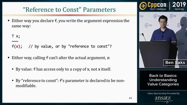 CppCon 2019_Ben Saks “Back to Basics_ Understanding Value Categories”