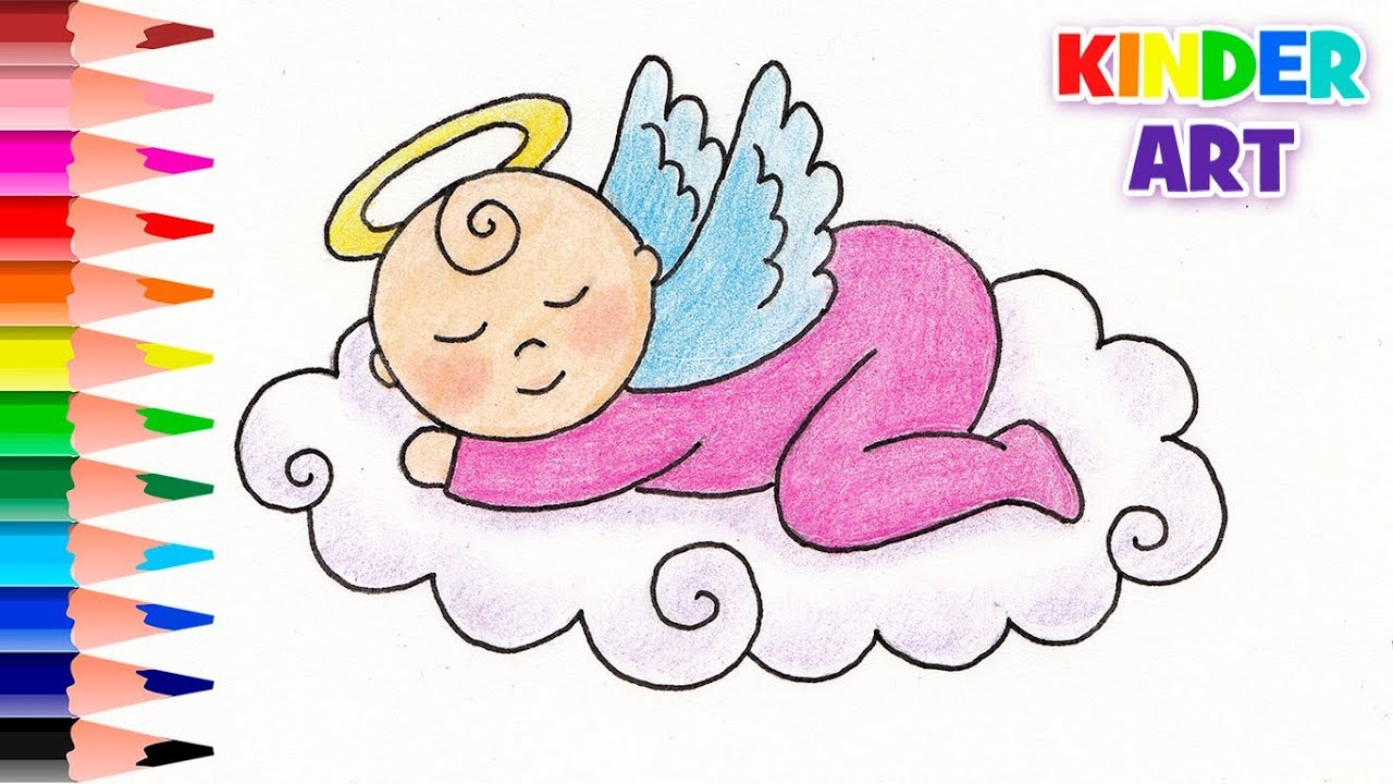 Как нарисовать маленького ангелочка с крыльями поэтапно