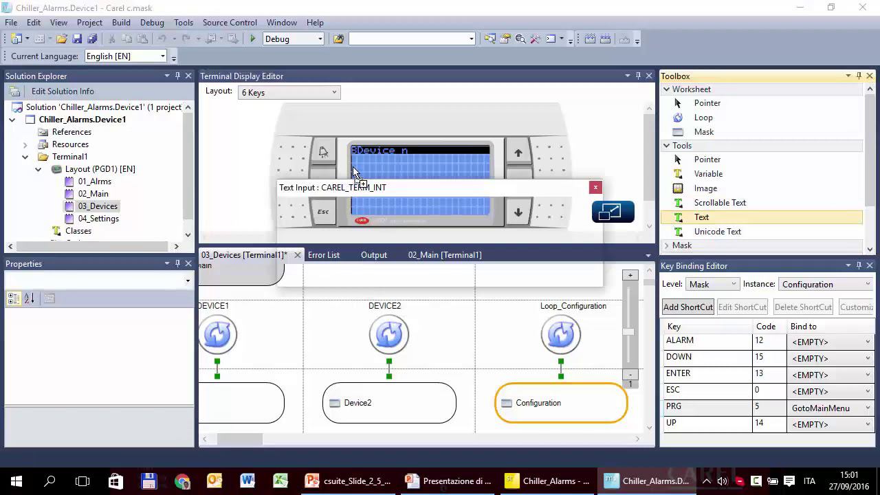 Carel. C.SUITE. 16-c.mask. Alarms Management 2/3 Import strategy from "Chiller" prj.
