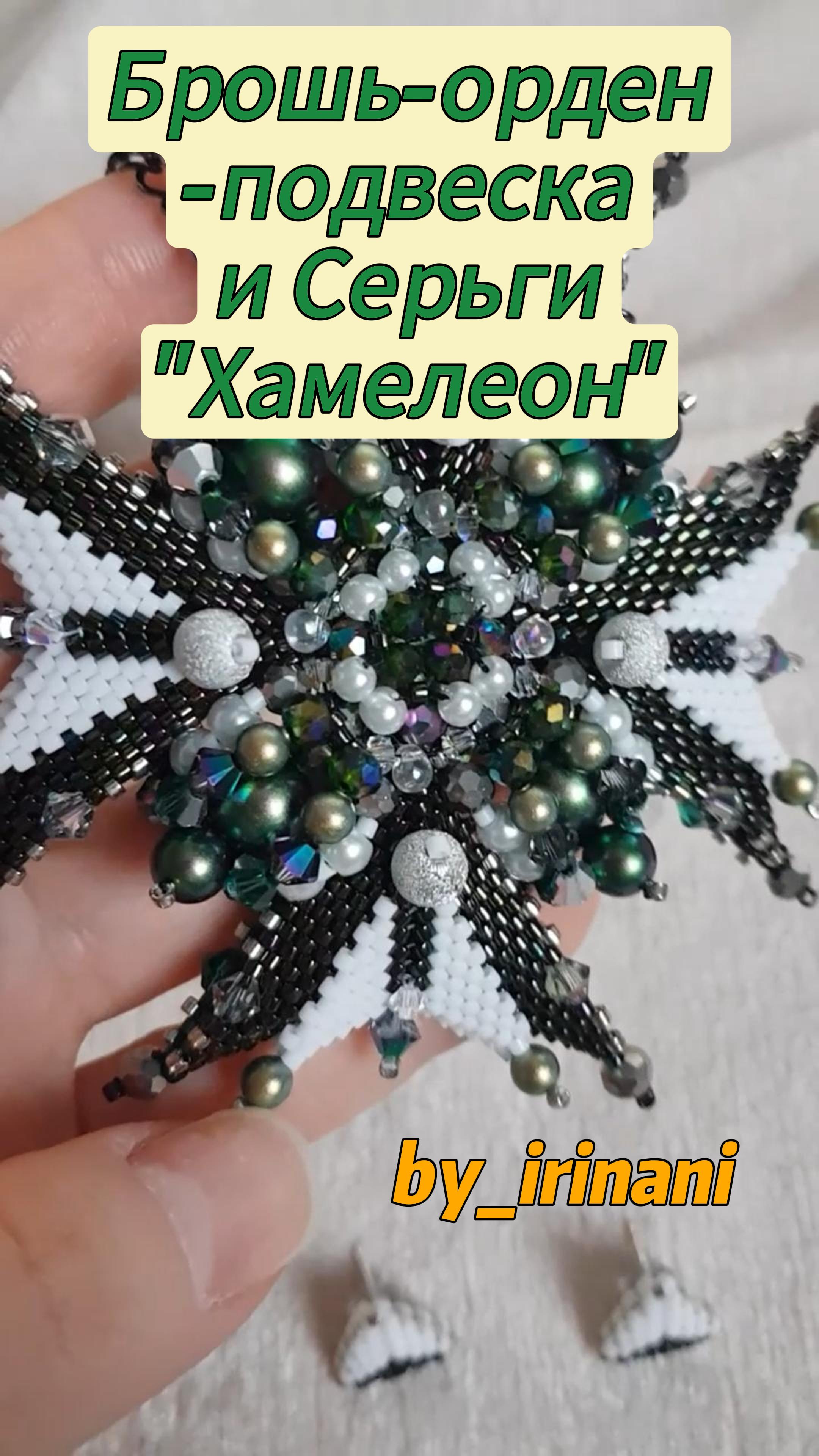 Брошь-орден-подвеска и Серьги "Хамелеон"