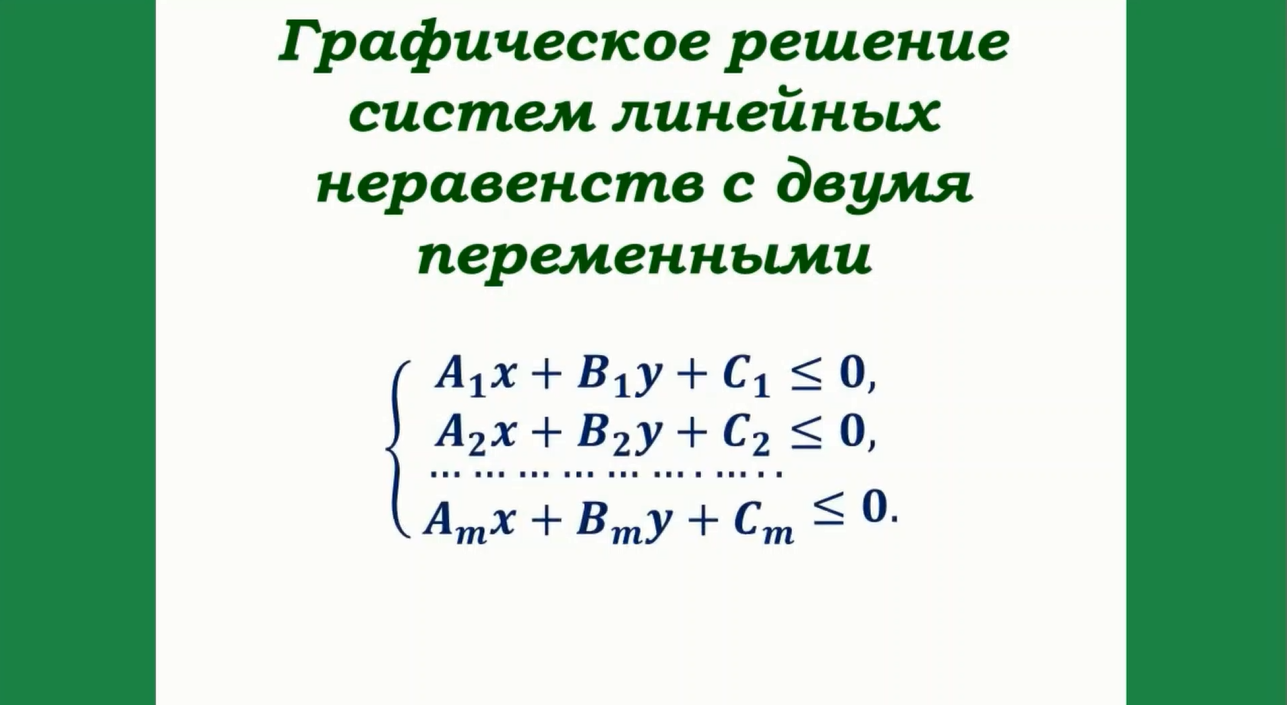 Графическое решение систем линейных неравенств
