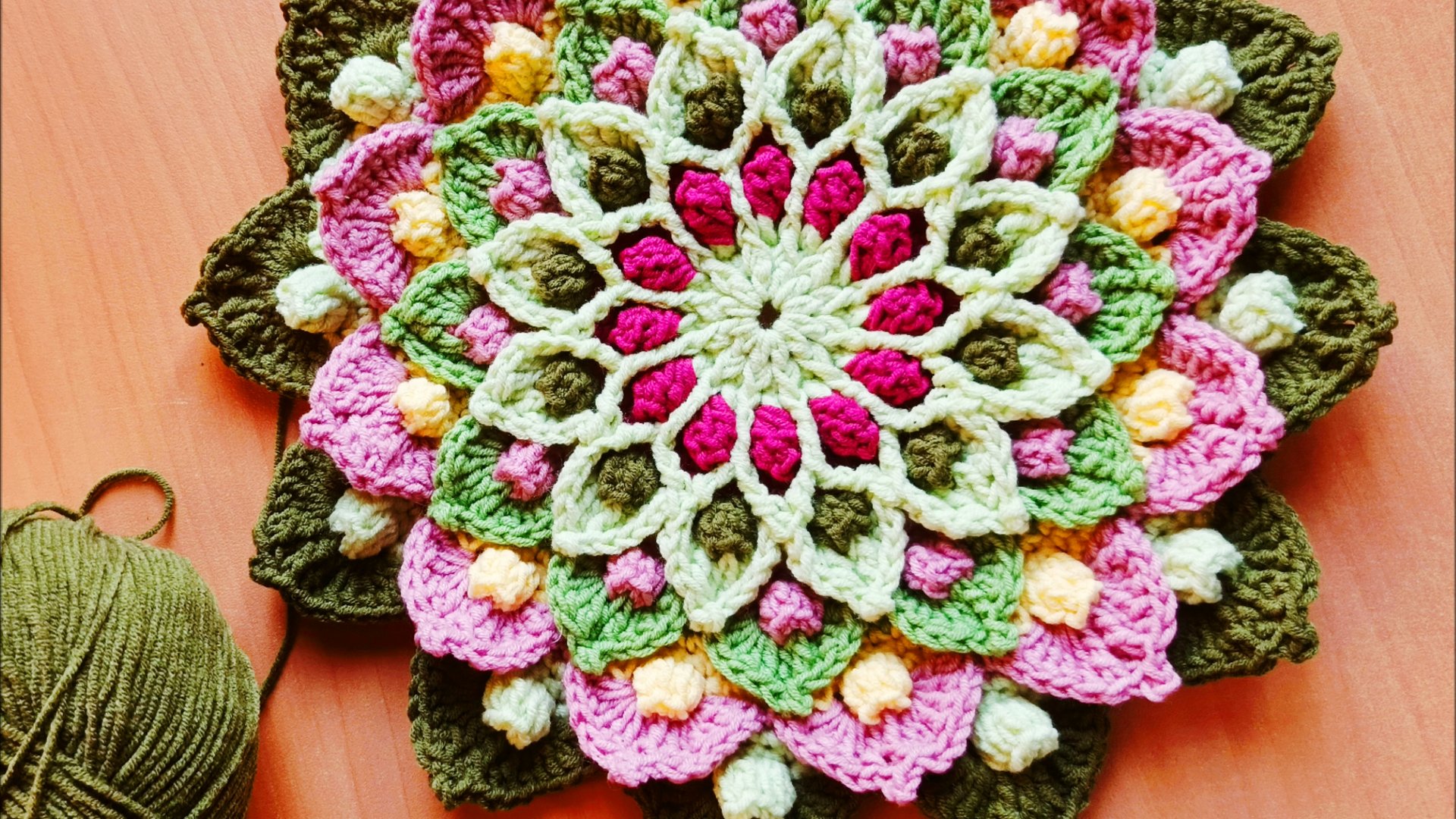 21. Вязание. Крючок. Салфетка Астерия 21 ряд. Схемы вязания.mp4