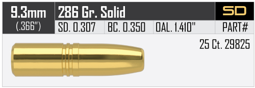 Nosler Solid .366/9,3mm 286gr/18,5грамм ВС-0,350