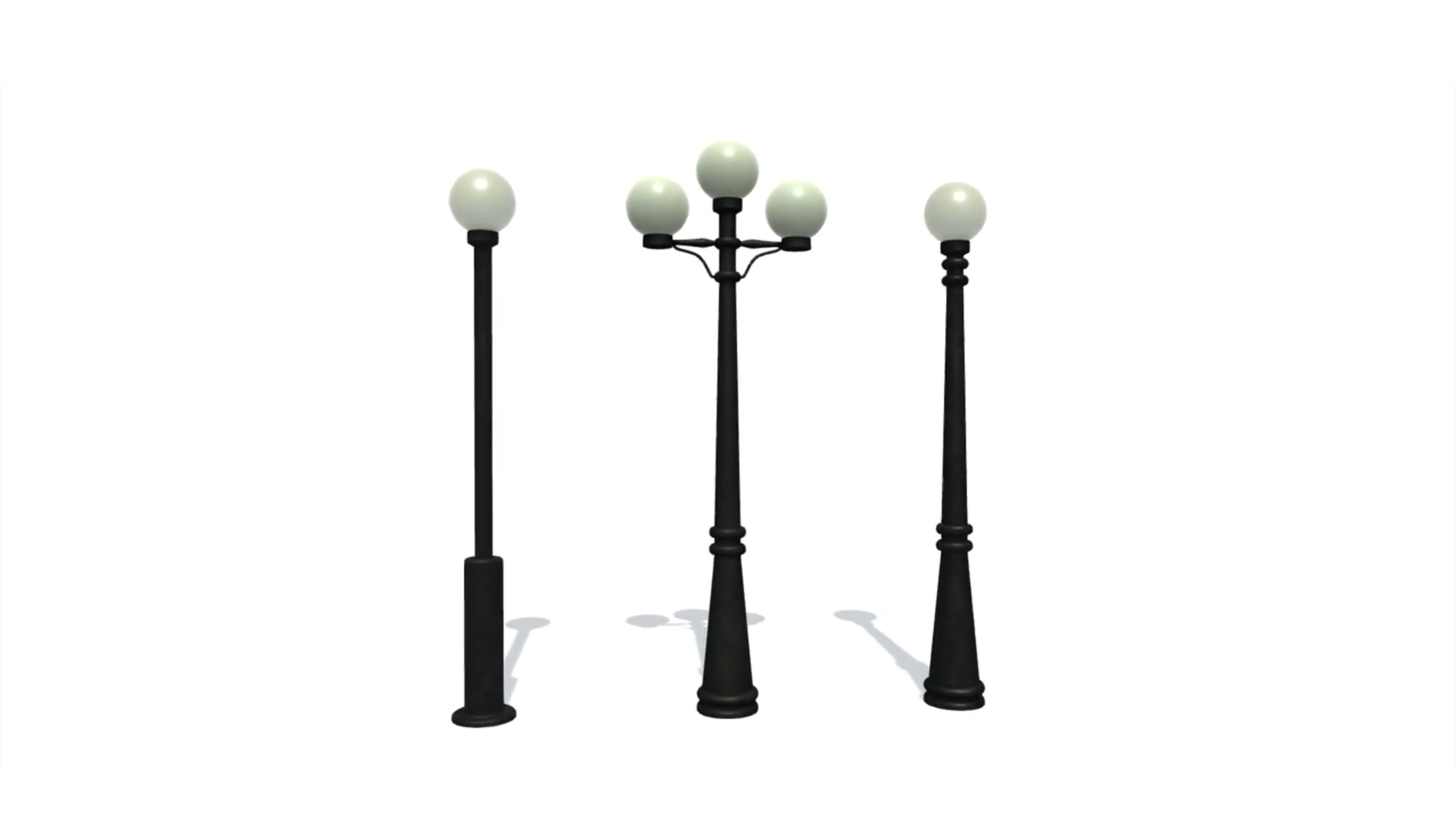 3D model.  Streetlight A. B. C. Уличные фонари.