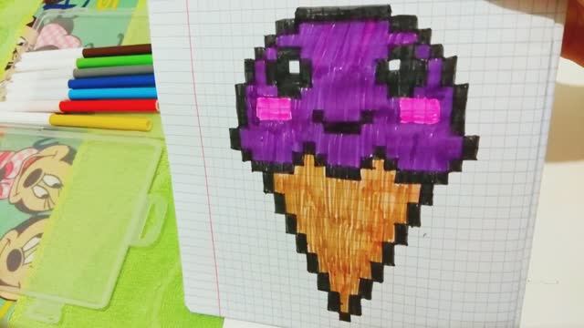 Пиксельный рисунок эскимо под расслабляющую музыку, релакс