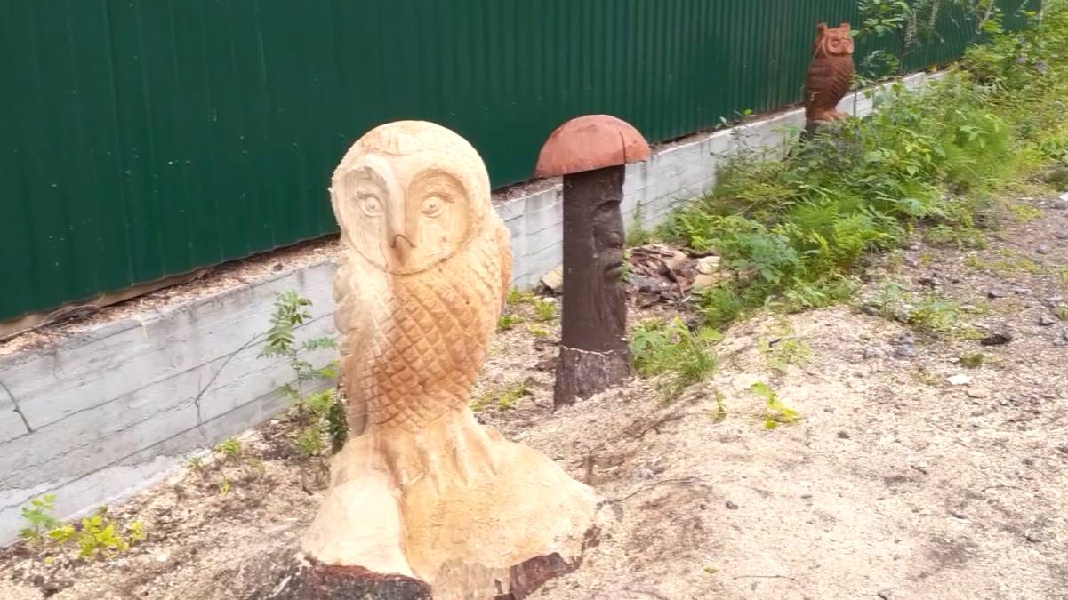 СКУЛЬПТУРЫ ИЗ ПНЯ ЭЛЕКТРОПИЛОЙ.