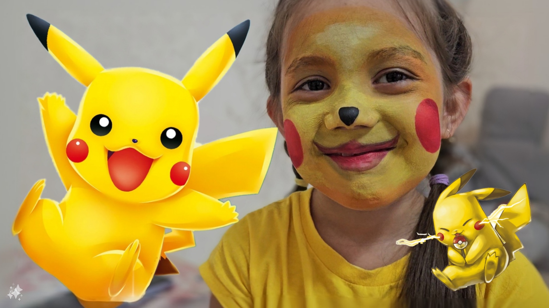 Алиана - я выбираю тебя!Аквагрим. Трансформация в Пикачу с помощью акриловых красок. В мире Pokémon!