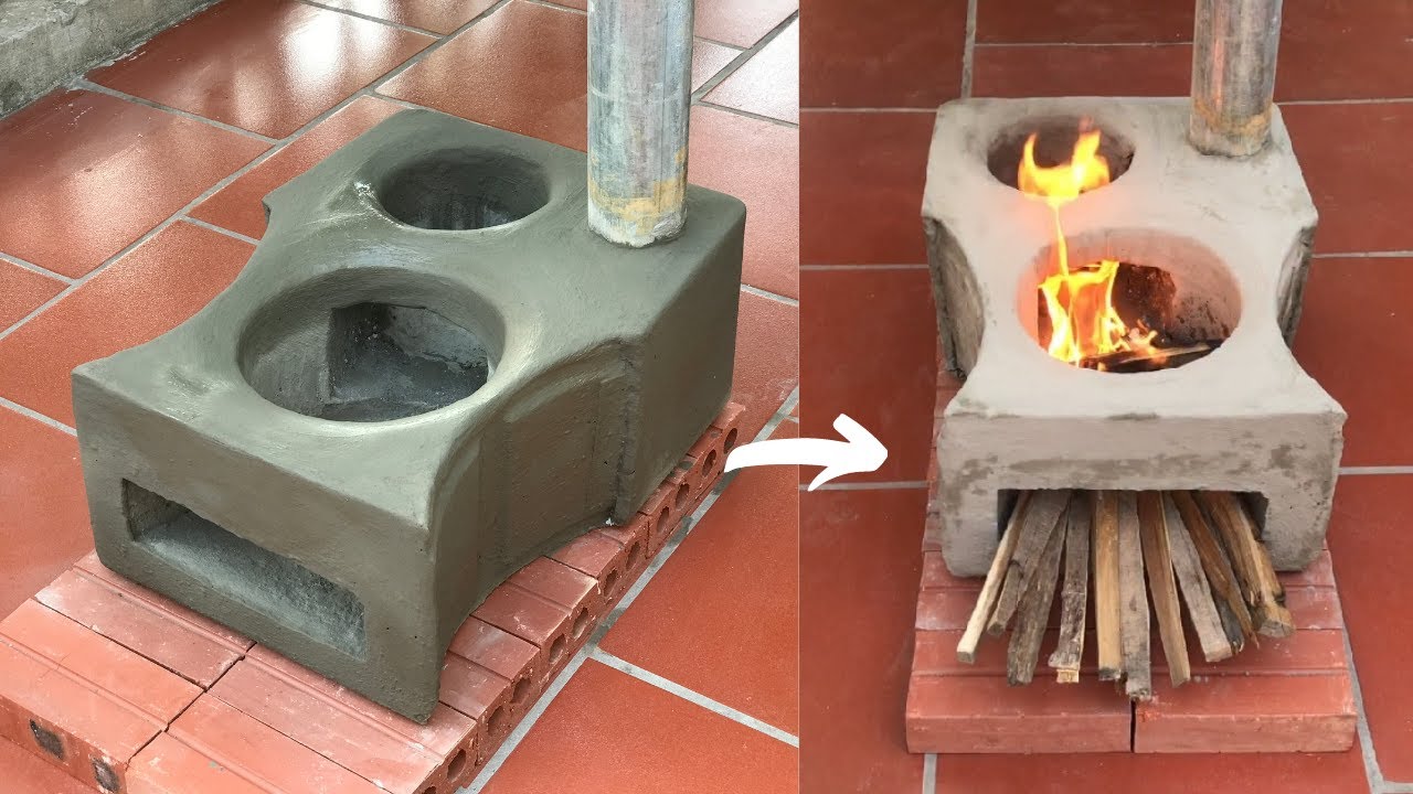 Дровяная печь из цемента и пенопласта