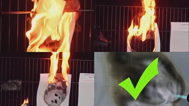 Испытание огнезащиты обоев КМ0. Огнеупорные пожаробезопасные обои НГ Dekos