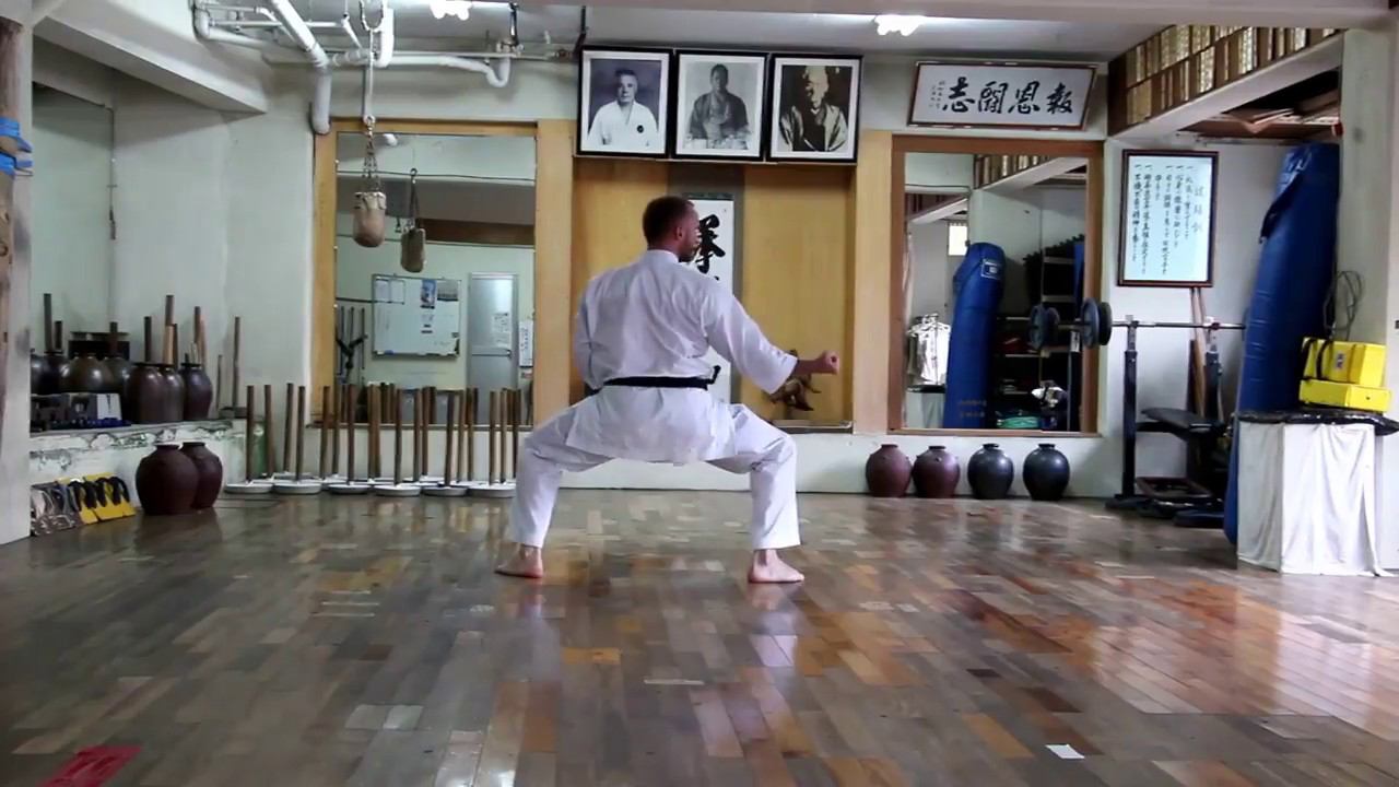 Goju Ryu karate-do. Sensei Aleksandr Grib. Okinawa, Honbu Dojo Goju Ryu. Kata Sepai.