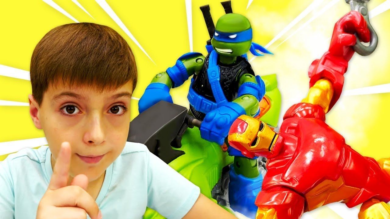 Супергерои в автомастерской!Железный Человек отключился, мотоцикл Леонардо дымит? @Игрушки Gulliver