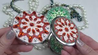 Декор карманного зеркальца. Точечная роспись, стразы