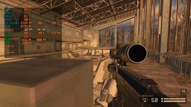 Warface i5 4210U NVIDIA  GeForce 820M 6GB DDR3 1600 BGA 1168 1920x1080 LOW SETTINGS