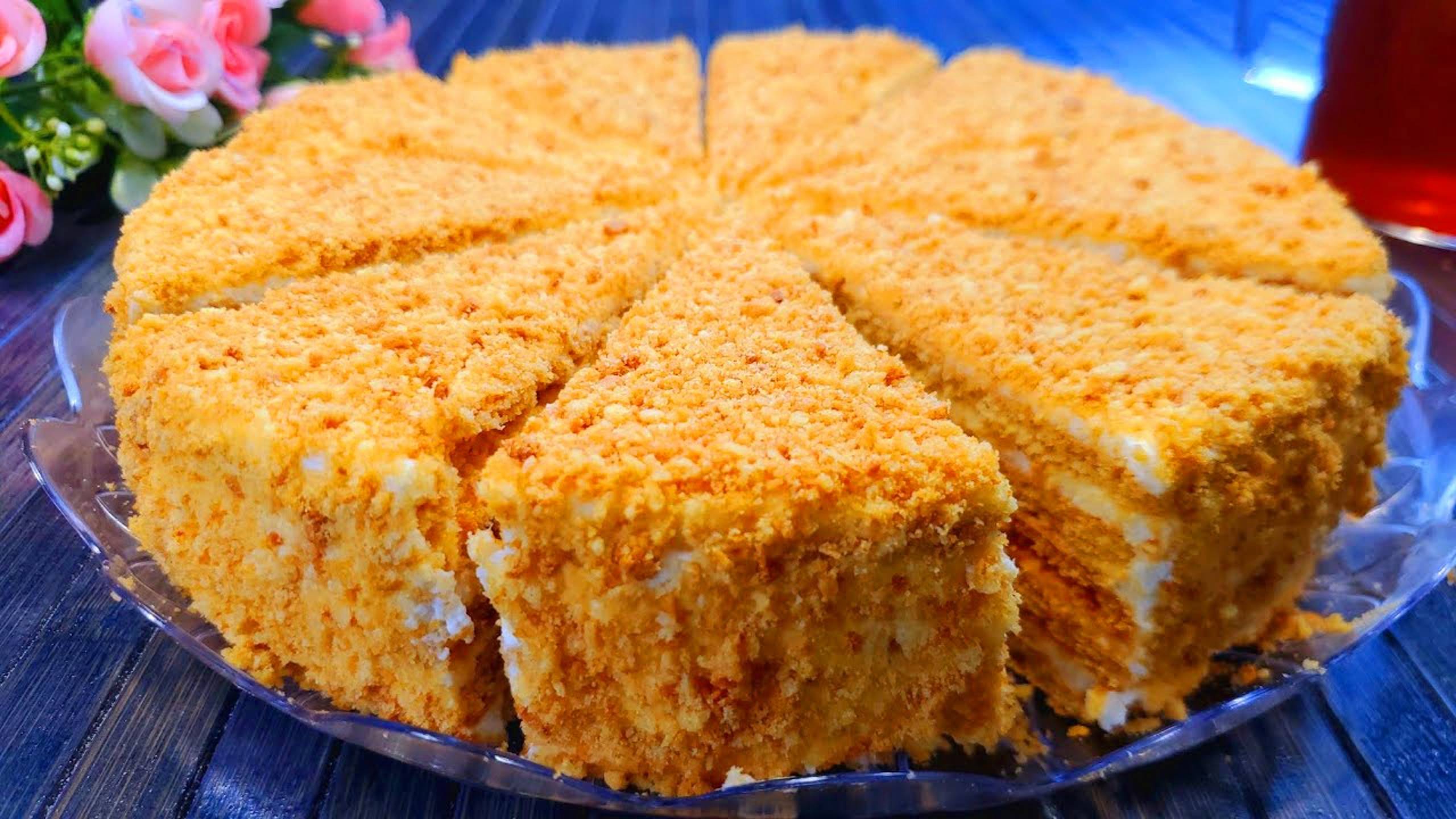 Медовик к чаю!🍯Простым СПОСОБОМ! ВСЕГО 1 яйцо! Самый быстрый медовый торт со сметанным кремом!