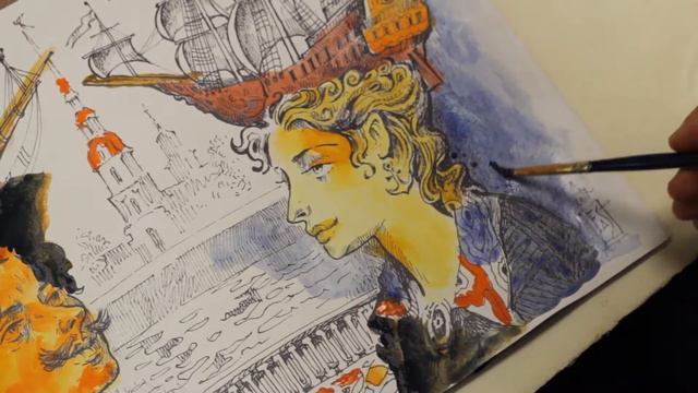 Корабль "Полтава" 1712
Видеоурок «МЕЧТЫ О КОРАБЛЯХ» техника-акварель