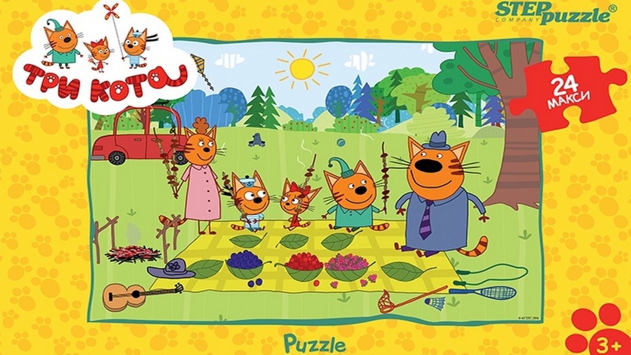Пазл - Макси Три Кота, Пикник - собираем пазлы для детей |Polinka-Vitaminka
