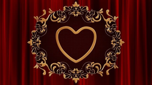 Сердце в обрамлении золотого орнамента. Арт для торжественной свадебной церемонии.