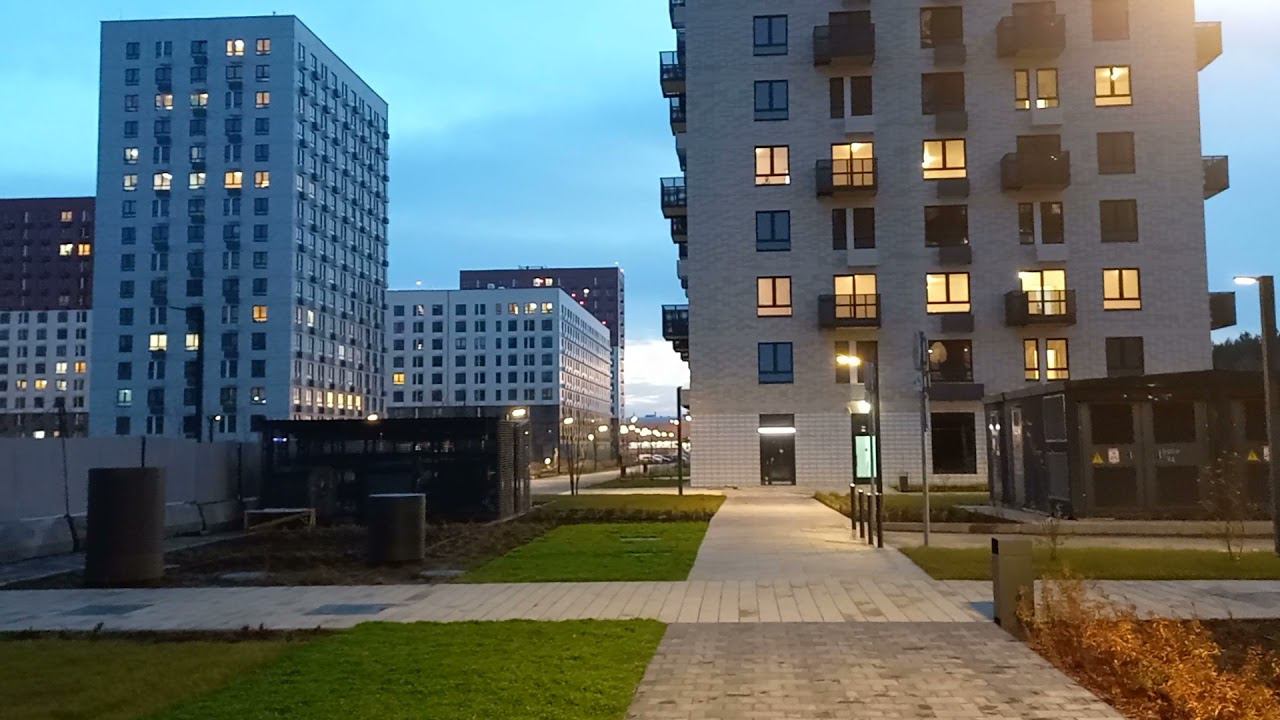 ПИК Саларьево парк -метро Филатов луг.Вечернее освещение.