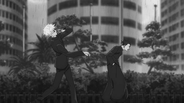 Сатору Годжо и Сугуру Гето гуляют час под дождём под грустную музыку