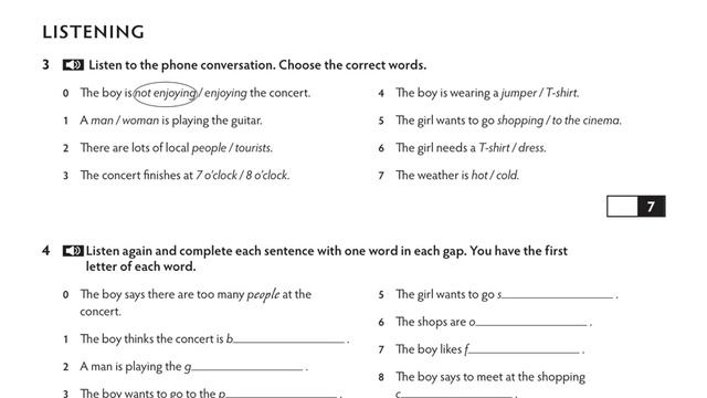 Подростки, начальный уровень, аудирование 7