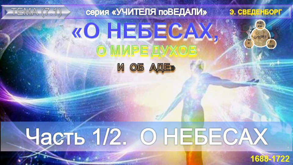 (2) О НЕБЕСАХ (часть 1-2) Книга Э.Сведенборга (1688-1722) О НЕБЕСАХ, О МИРЕ ДУХОВ И ОБ АДЕ