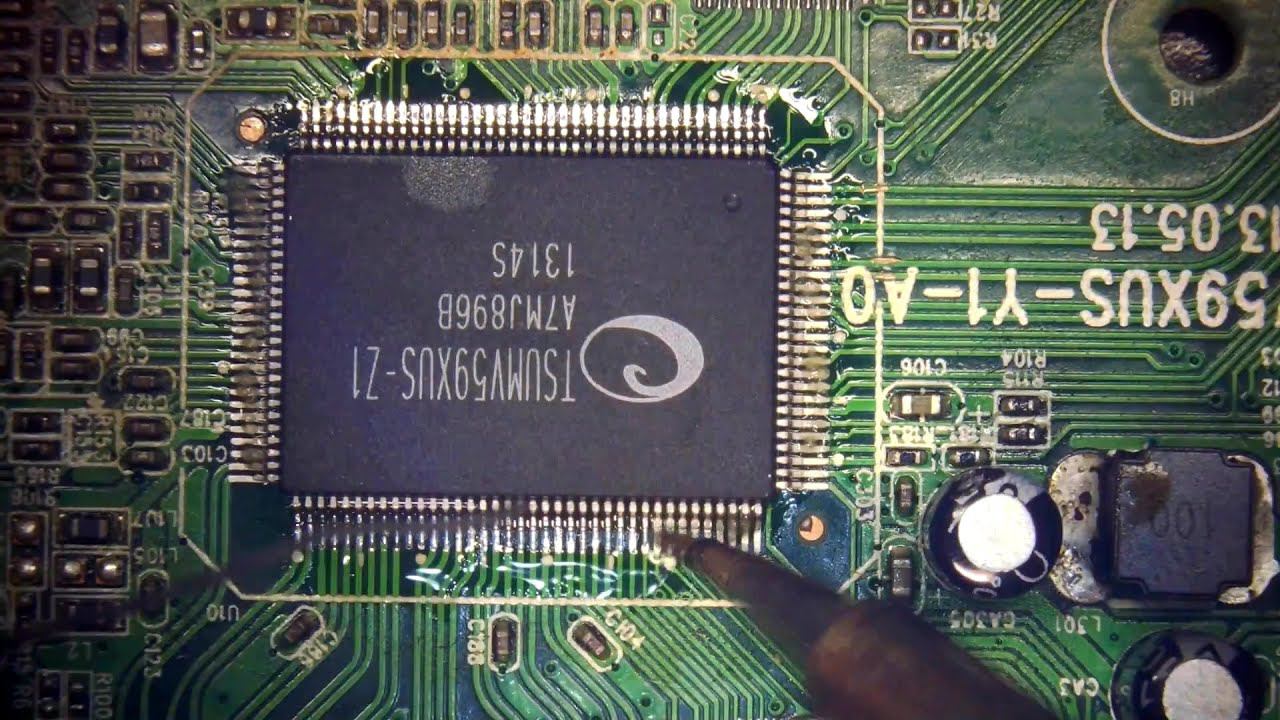 [Ремонт] Пайка под микроскопом. Большие проблемы из-за маленького кондёра у ТВ BBK.