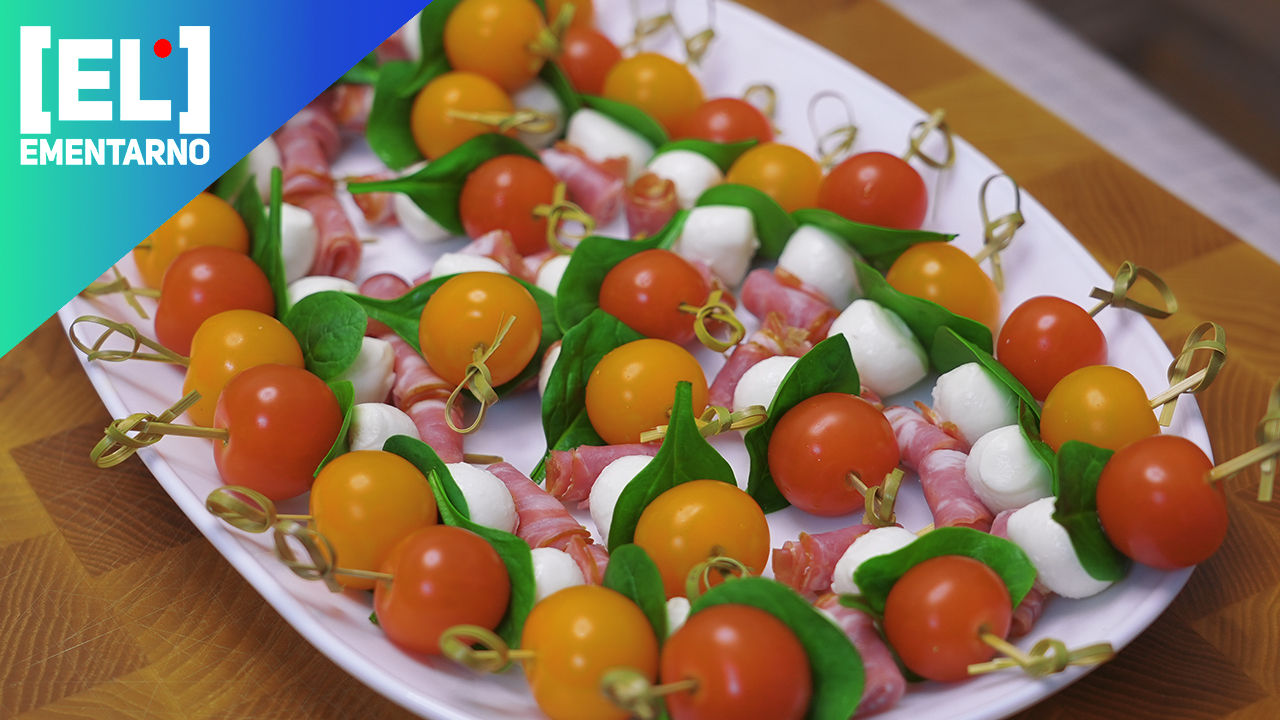 Канапе с помидорами черри и моцареллой Очень просто и вкусно