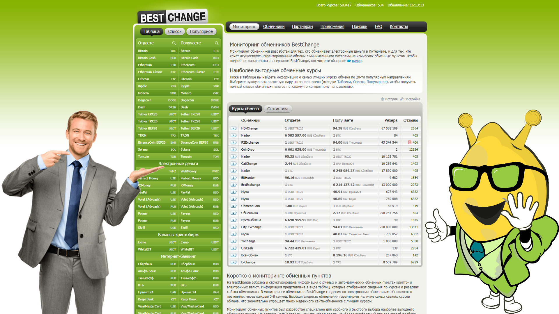 💎BESTCHANGE - Все функции мониторинга обменников!