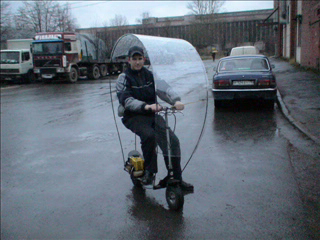 Прозрачная складная крыша для мотосамоката