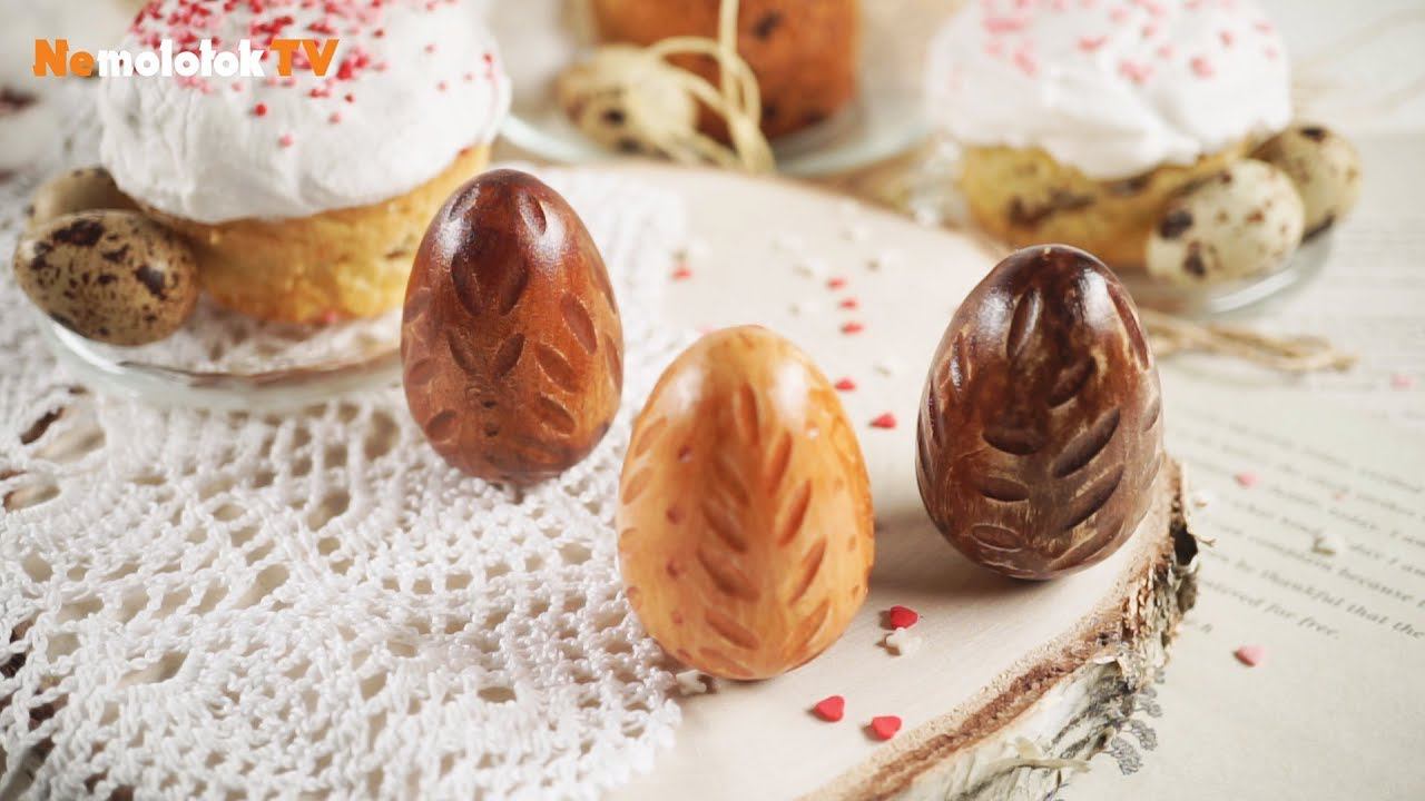 Имитация резьбы по дереву гравером - Деревянные яйца