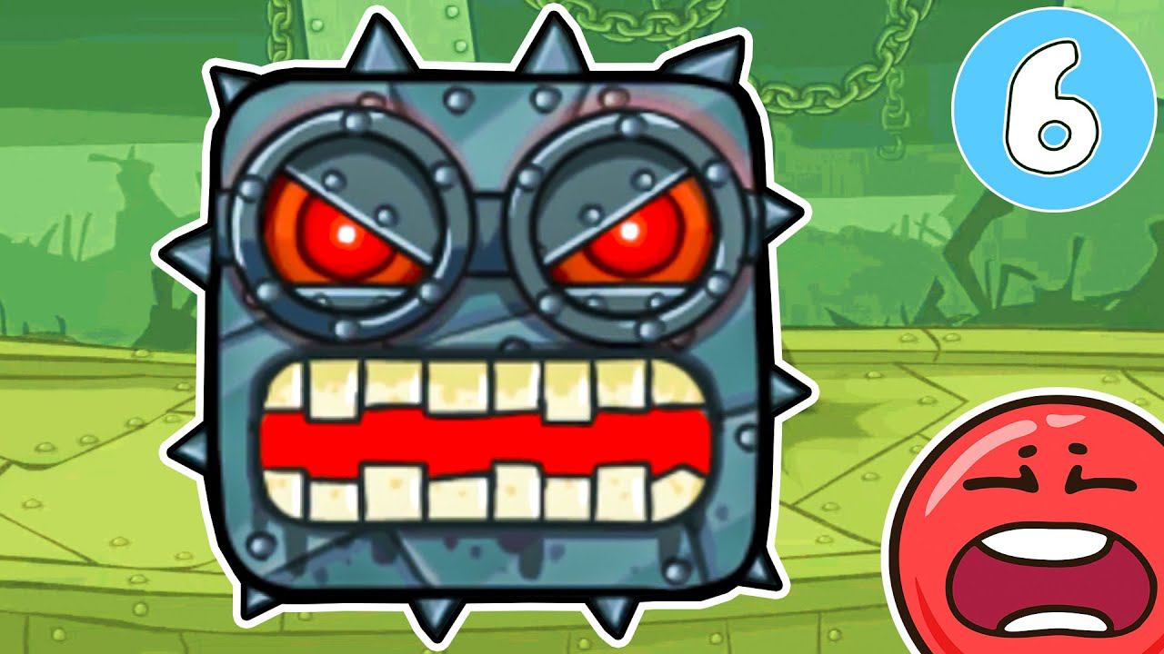 КРАСНЫЙ ШАР против черного квадрата №6. Мрачная фабрика.Босс. Мультик ИГРА Red Ball 4 на Хвостик ТВ