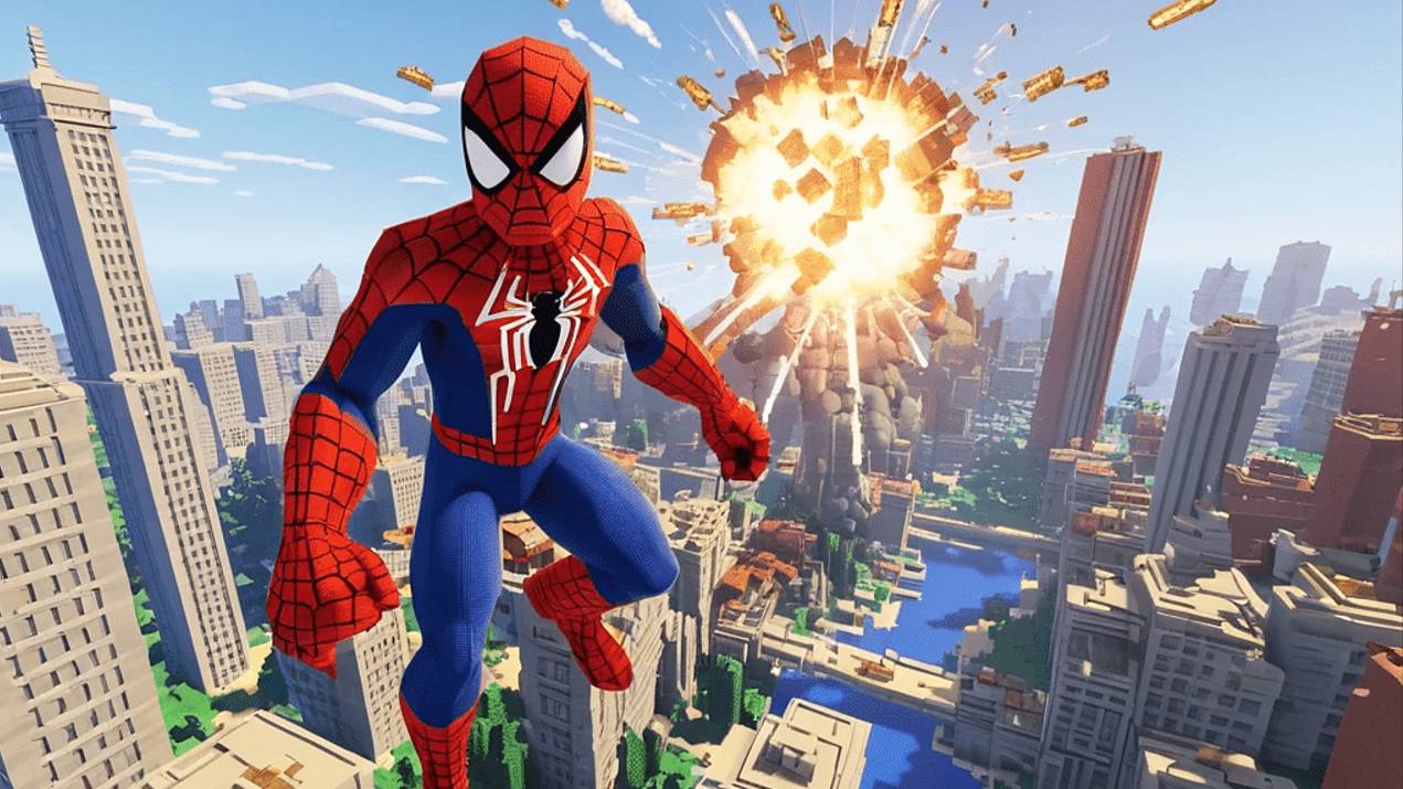 играем в майн за человека паука и взрываем тнт