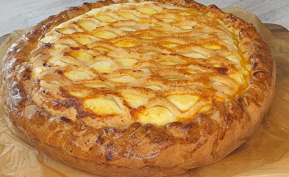 Творожный песочный пирог на новый год