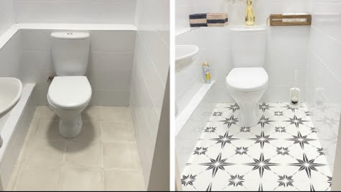 DIY Бюджетная Перекраска плитки в туалете