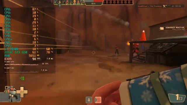 Team Fortress 2 i7 3930K RAM HYPER X 16GB DDR3 1600 ZOTAC GTX 650 2GB MEDIUM SETTINGS