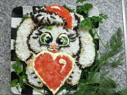 Салат на Новый год Заяц Кролик 2023 Мастер класс Салат из форели.mp4