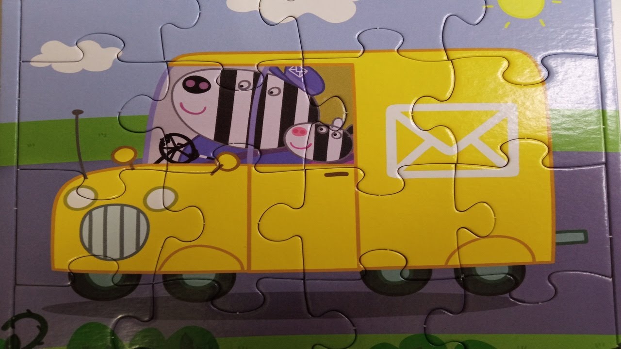 Пазл Свинка Пеппа, Серия Транспорт, Почтальоны - собираем пазлы для детей | Polinka-Vitaminka