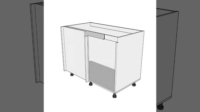 Угловой кухонный шкаф с профилем GOLA для проектирования мебели в программе SketchUp