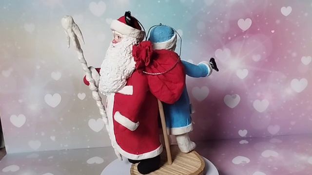 Дед Мороз и Снегурочка/ Ватные игрушки на ёлочку/ игрушки из ваты/ игрушки на ёлку