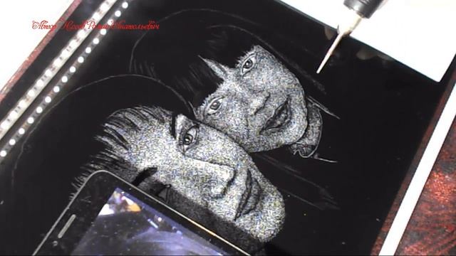 Ручная гравировка портретов на стекле.Подарок к 8 марта.