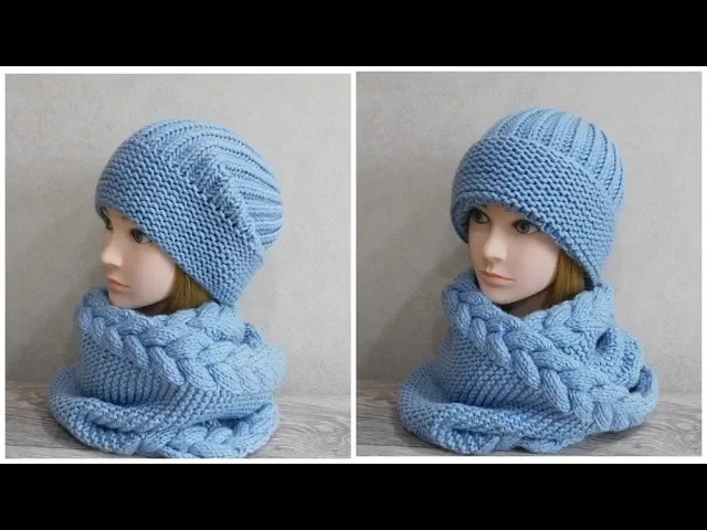 Женская шапка спицами