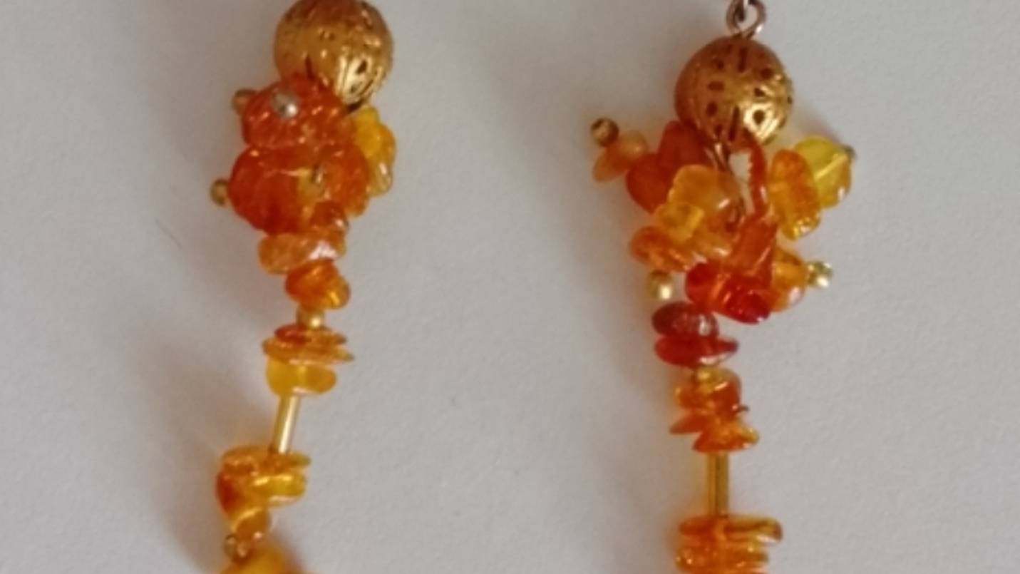 Серьги из натурального янтаря