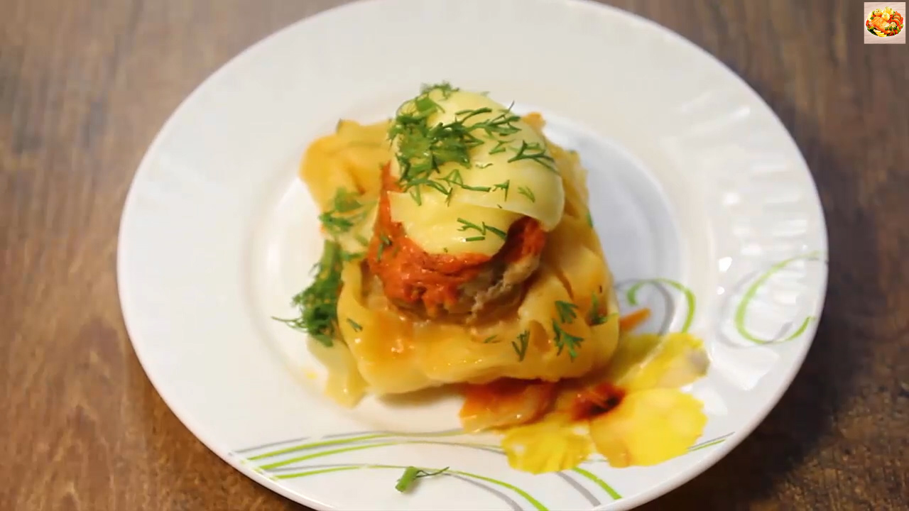 Вкусные гнезда из макарон с фаршем, приготовленные в духовке.  Быстро и просто!