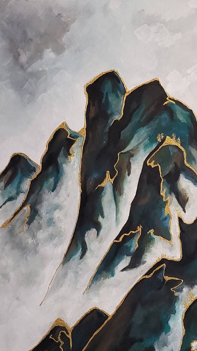 Изумрудные горы маслом.