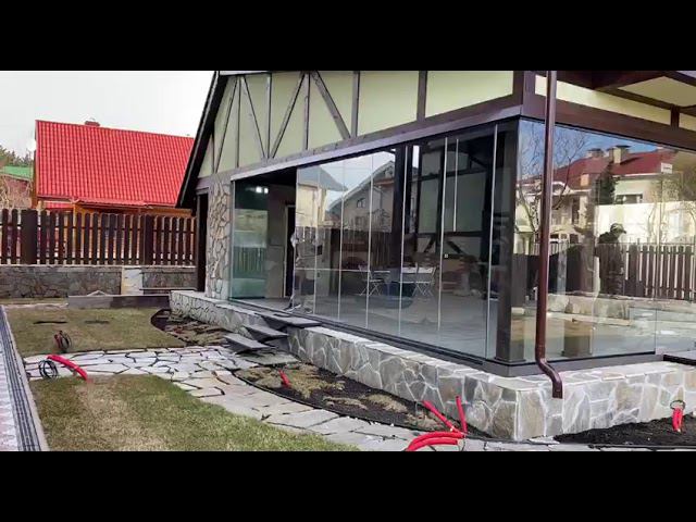 Остекление беседки. Раздвижная перегородка "Гармония"