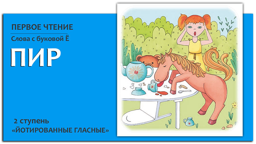 Читаем слова с буквой Ё: Книга для первого самостоятельного чтения «Пир», листалка